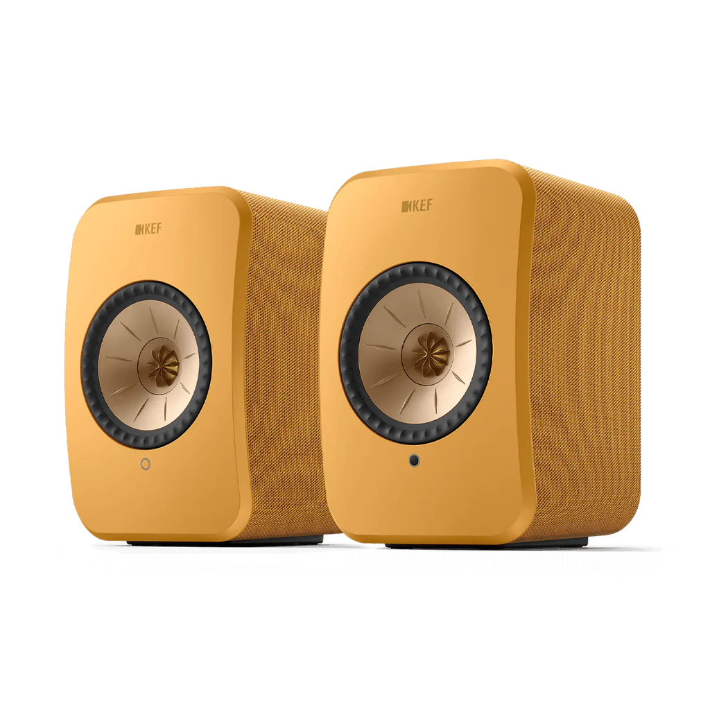 KEF LSX II Active Wireless Bookshelf Speakers (Amber Haze) - Premier Hifi